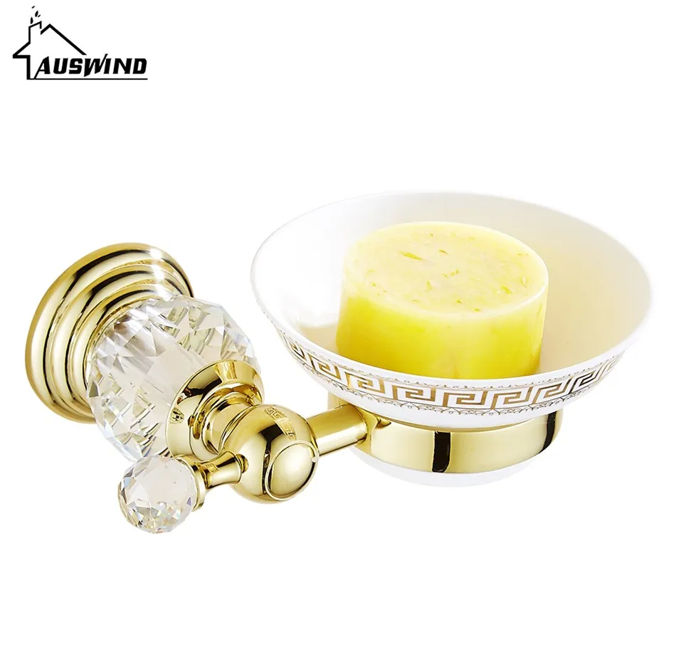 Цельные латунные аксессуары для ванной комнаты, золотые полированные ...