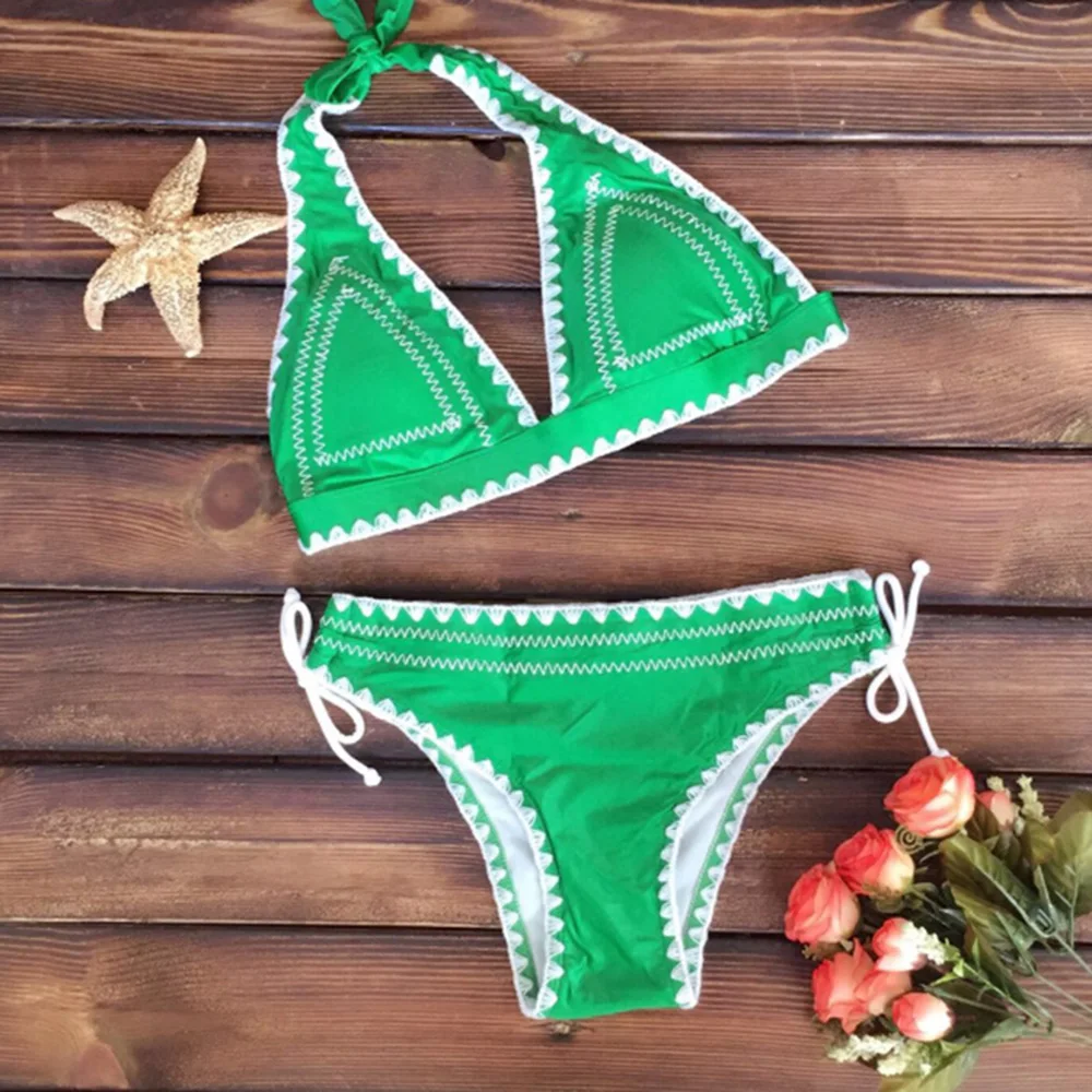 Topmelon Handmade Bikinis Sexy Backless Swimming Suits Push Up Female