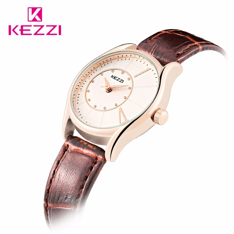 KEZZI New Fashion Watch Designed For Women Elegant Leather Strap Simple ...