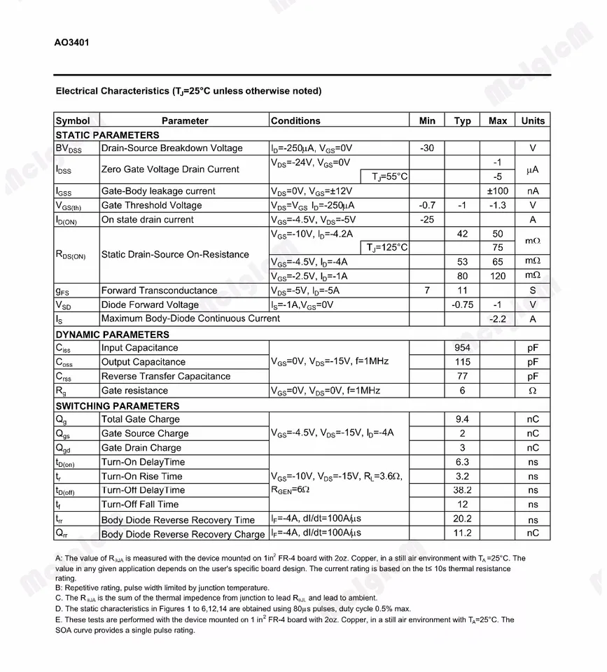 Ao3401 Pdf Jual AO3401 P Channel MOSFET 30V AO 3401 Transistor SOT23