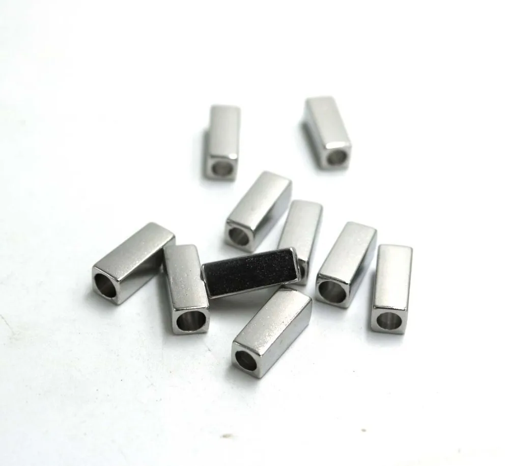 50pcs Pack 15mm rectangle Square Bell Stopper metal Cord Ends Toggle ...