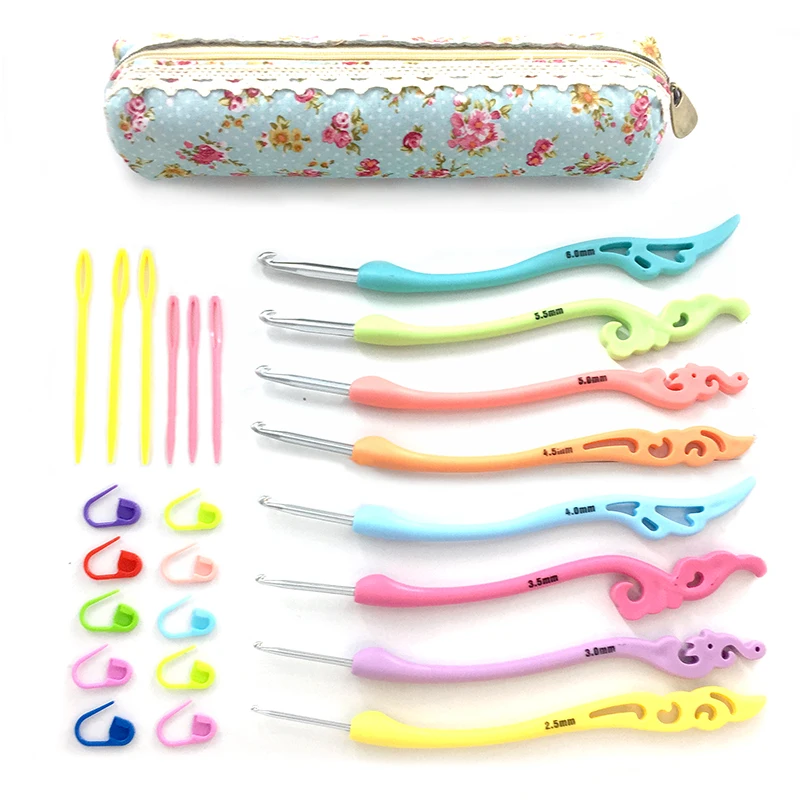 DIY long handle Metal crochet Set Knitting yarn crochet tool kit ...