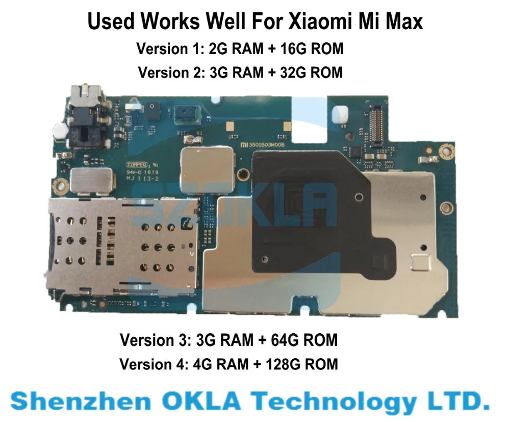 1pcs Used Original 3g Ram 64g Rom For Xiaomi Mi Max Motherboard ...