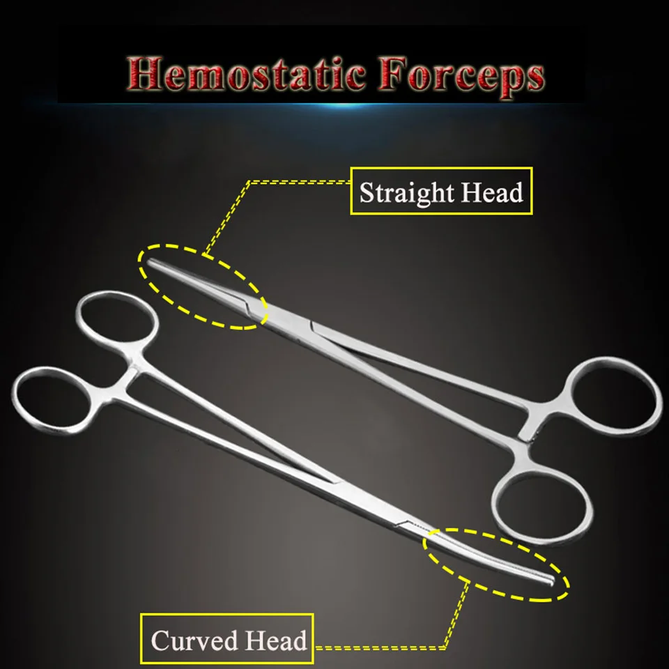 1pcs Straight Head Curved Head Hemostatic Forceps Stainless Steel Pet ...