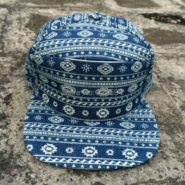 6 panel hybrid snapback cap all over aztec pattern fabric strapback cap ...