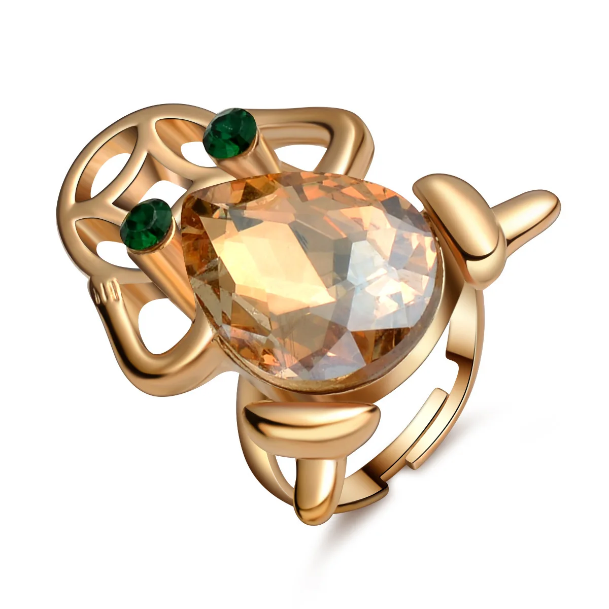 Cute Girls Gold Rings Crystal Frog Rings For Women Rose Gold Big Pear ...