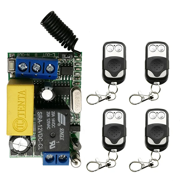 AC220V 1CH 10A RF Wireless Remote Control Switch System Metal Push ...
