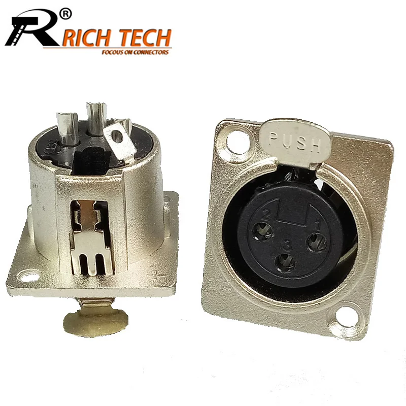 100pcs/lot Female XLR Connector 3 Pin XLR Panel Mount Nickel Plated XLR ...