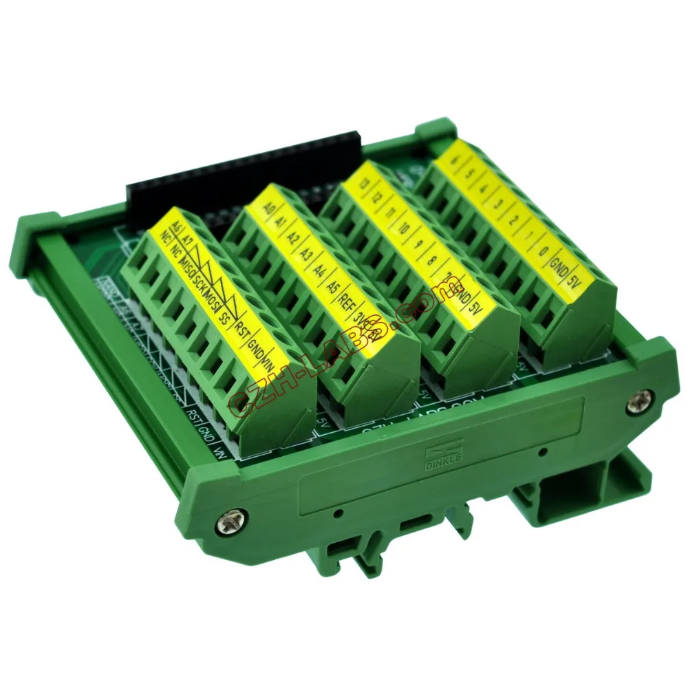 CZH-LABS DIN Rail Mount Screw Terminal Block Breakout Module Board for ...