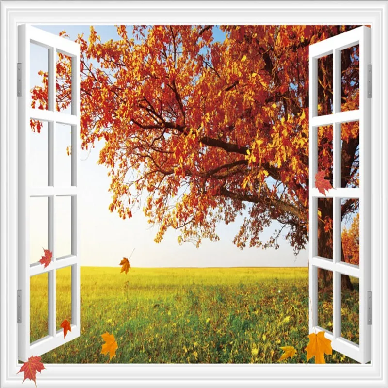 Custom 3d Mural 3d Window Expand Space Natural Scenery Wallpaper Living ...