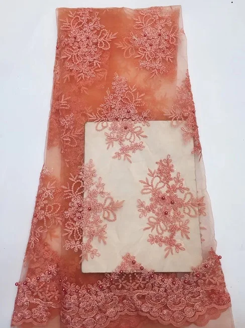 Peach Color High Quality Nigerian Lace Fabrics 2018 African French Net ...