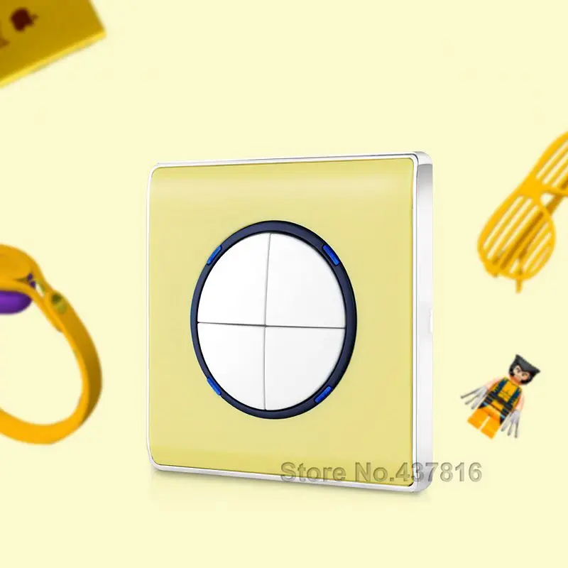 High Quality Colorful Yellow Click Switch,4Gang 1Way, Push Button ...