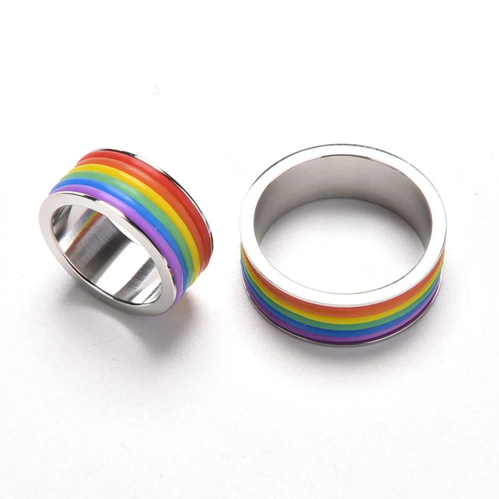Hot Selling Titanium Steel Rainbow Rings Men And Women Stainless Steel