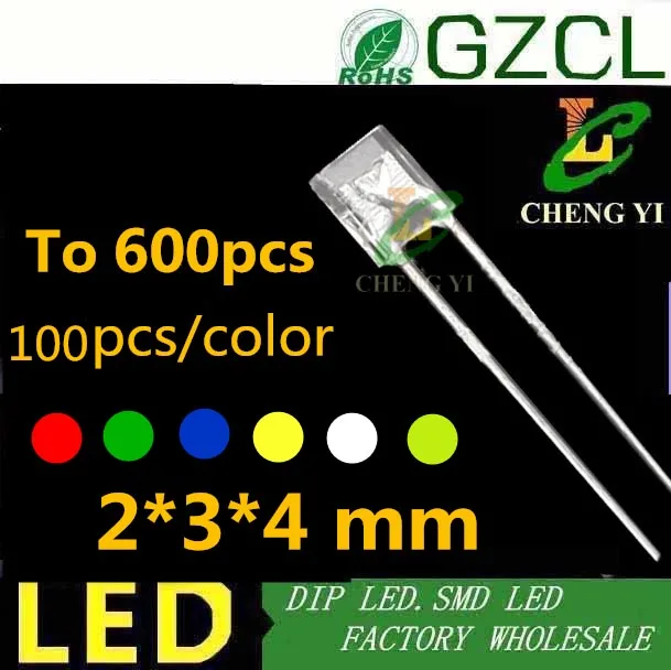 Diodo de luz LED cuadrado de 3mm, diodo de luz led transparente de agua ...