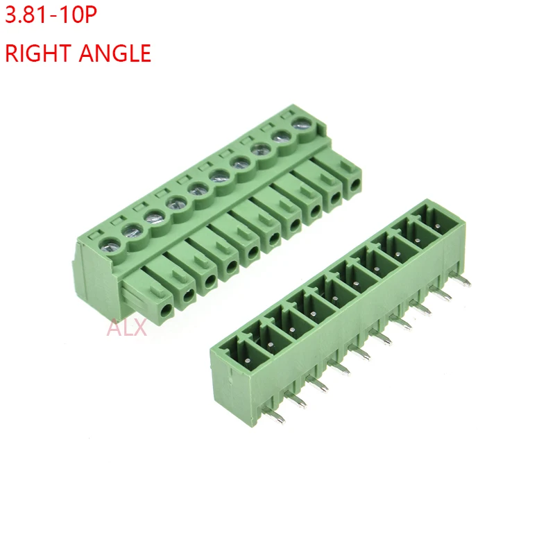 5SETS 15EDG 10pin 3.81MM pitch RIGHT ANGLE pluggable screw terminal ...