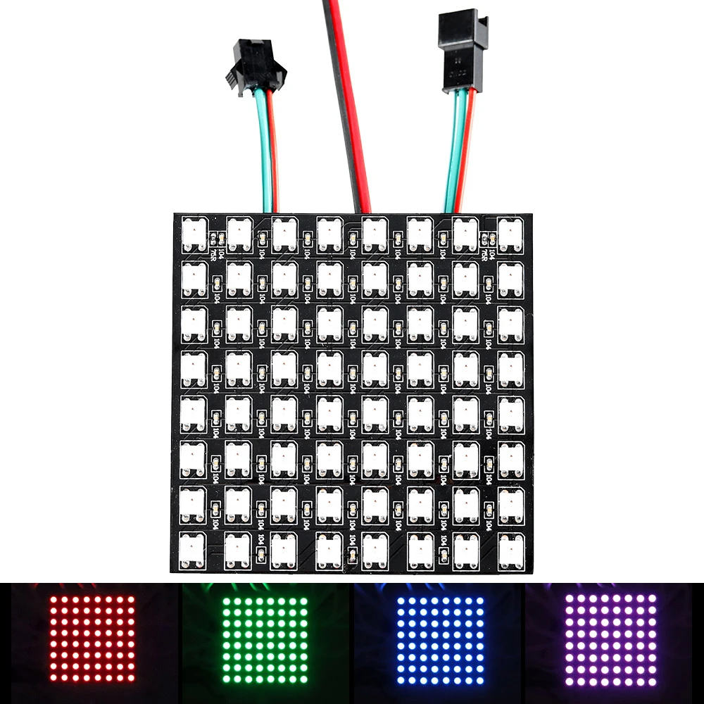 DC5V-WS2812B-led-Pixel-Individually-addressable-LED-module-5050-RGB-8x8 ...