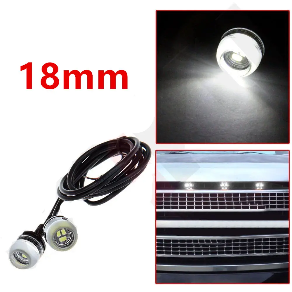 2pcs 18MM Scrub led 6W 12v Eagle Eye White Waterproof DRL Universal ...