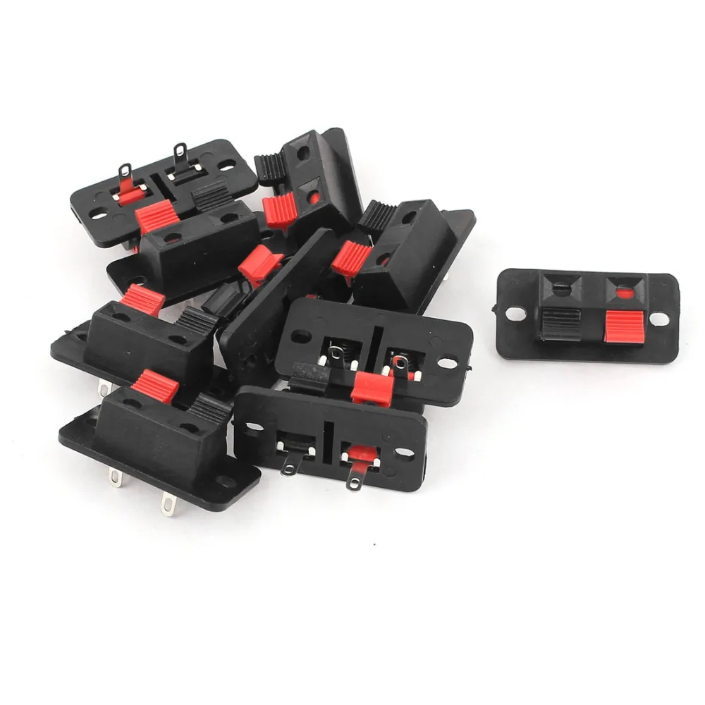 10 Pcs 2 Way Spring Push Release Connector Amplifier Speaker Terminal ...