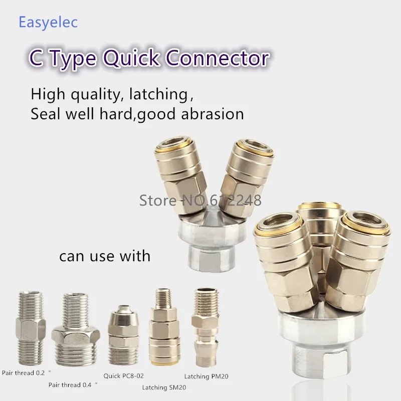 C Type Pneumatic Fittings Pneumatic Connector Laching Round 2 Way 3 Way ...