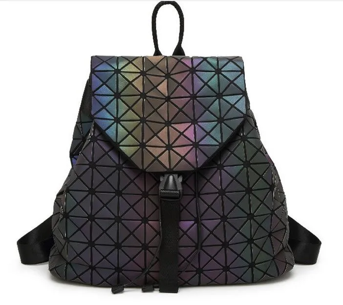 Biseafairy Luminous Backpack Diamond Lattice Bag Travel Geometric Women ...