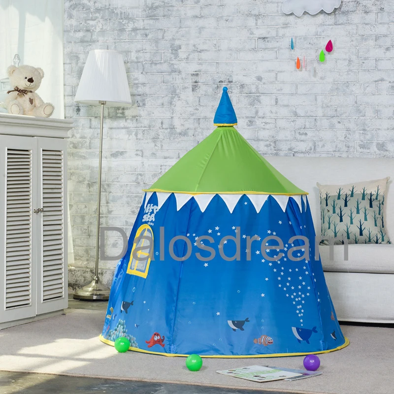 Dalosdream Princess Foldable Tipi Toy Tent Sea World Indoor Cubby Play ...