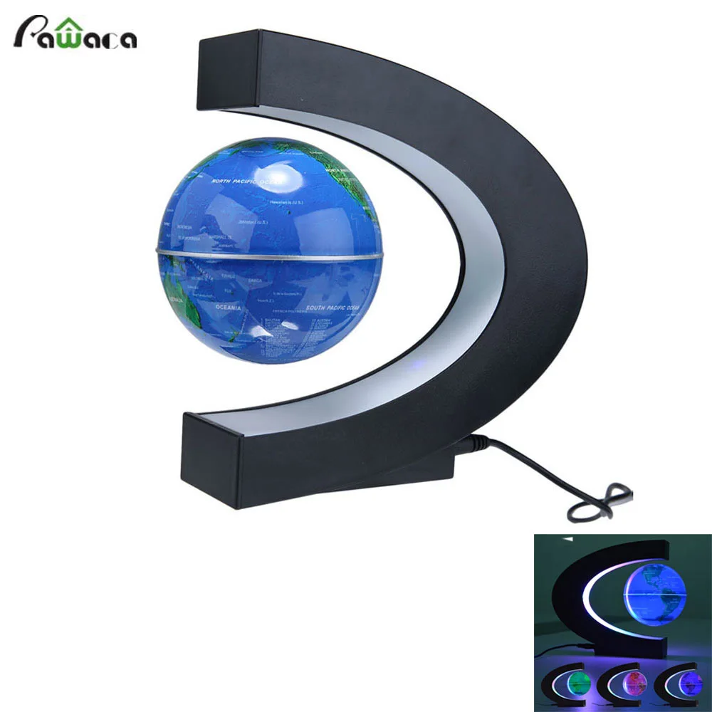 Floating Globe with LED Lights C Shape Magnetic Levitation Floating ...