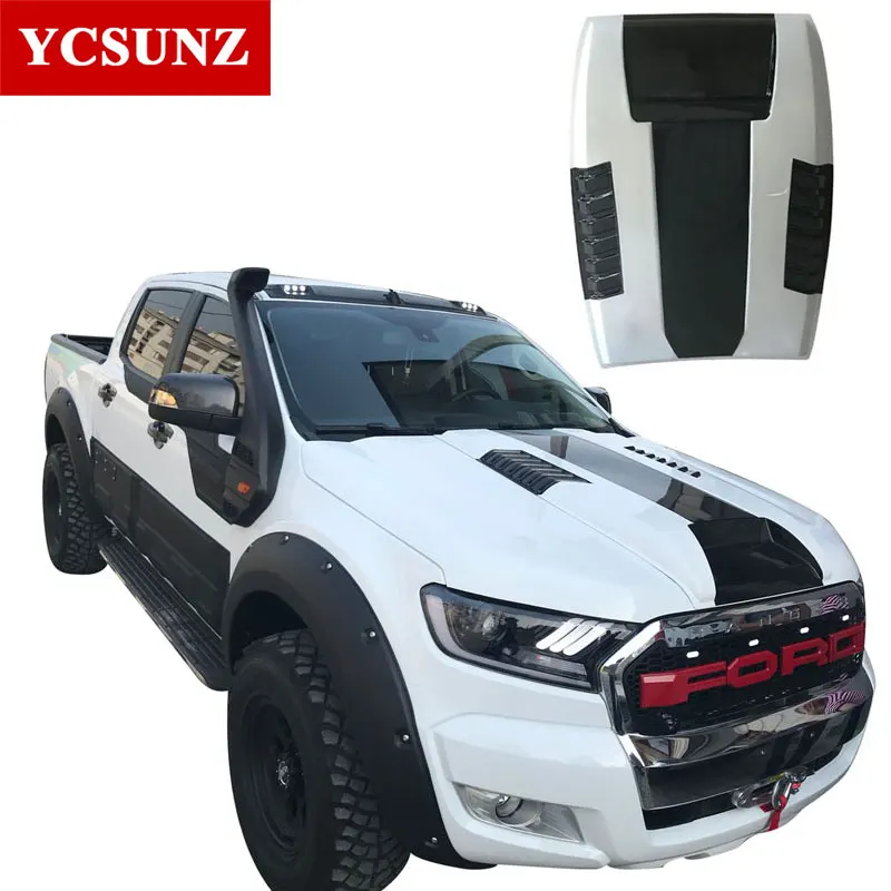 2016 2018 Black Raptor Bonnet Scoop Hood For Ford Everest Black Bonnet ...