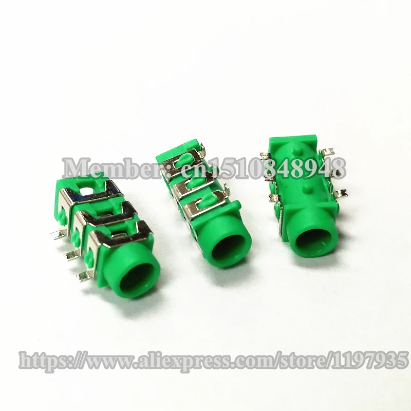 Connectors PJ 313D Jack connector Green 6Pin PJ313D 3.5mm SMD Female ...