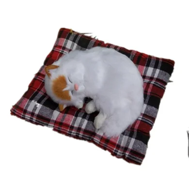 Ongeveer-15X11Cm-Wit-Slapen-Kat-Model-Polyethyleen-Bont-Geluiden-Miauw ...