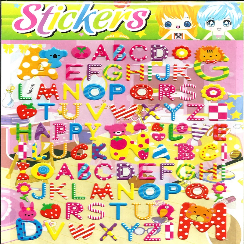 super large size cartoon English alphabet English letters sticker 3D ...