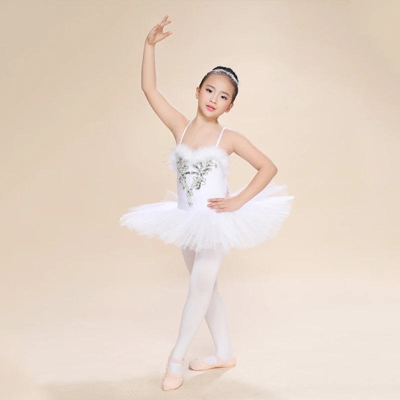 New Arrival White Swan Lake Ballet Costumes Kids Sequin Feather Ballet ...