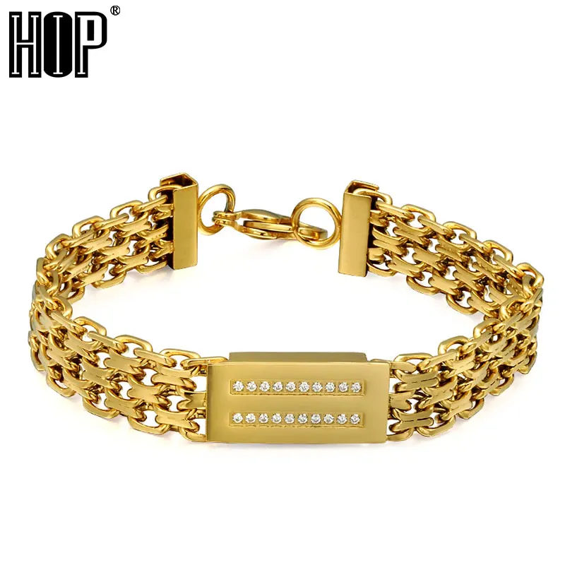 Hip Hop Bling Iced Out Men's Rapper Bracelet 316L Stainless Steel ...
