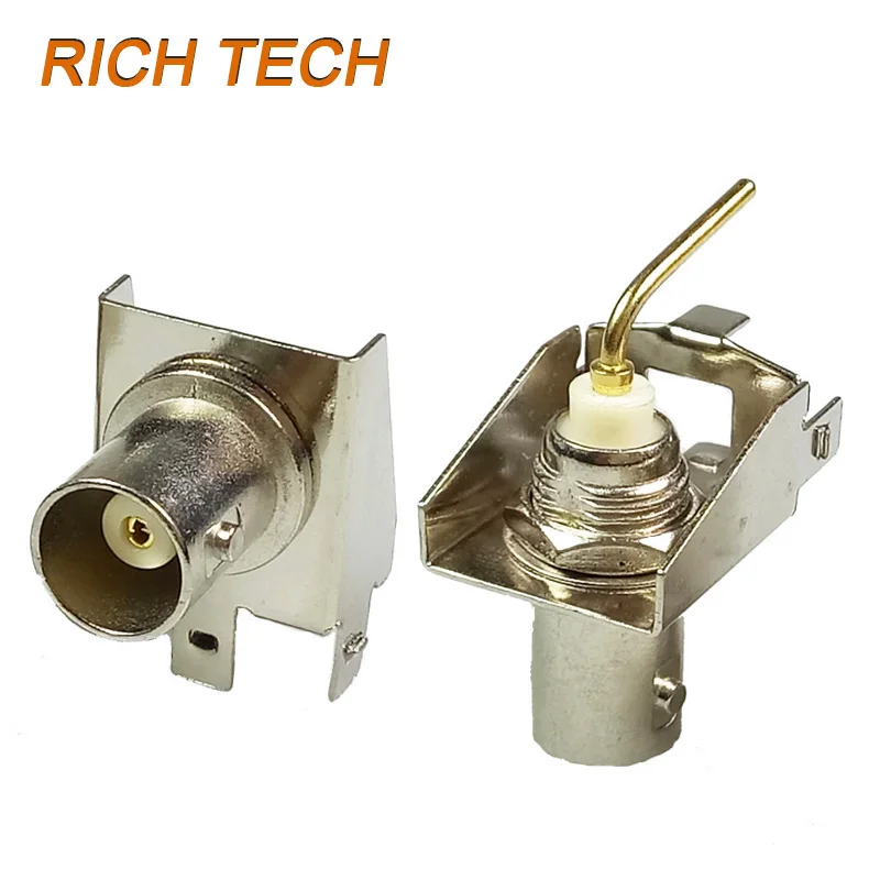 100pcs/lot BNC Female Chassis PCB Mount Center Solder Right Angle BNC ...