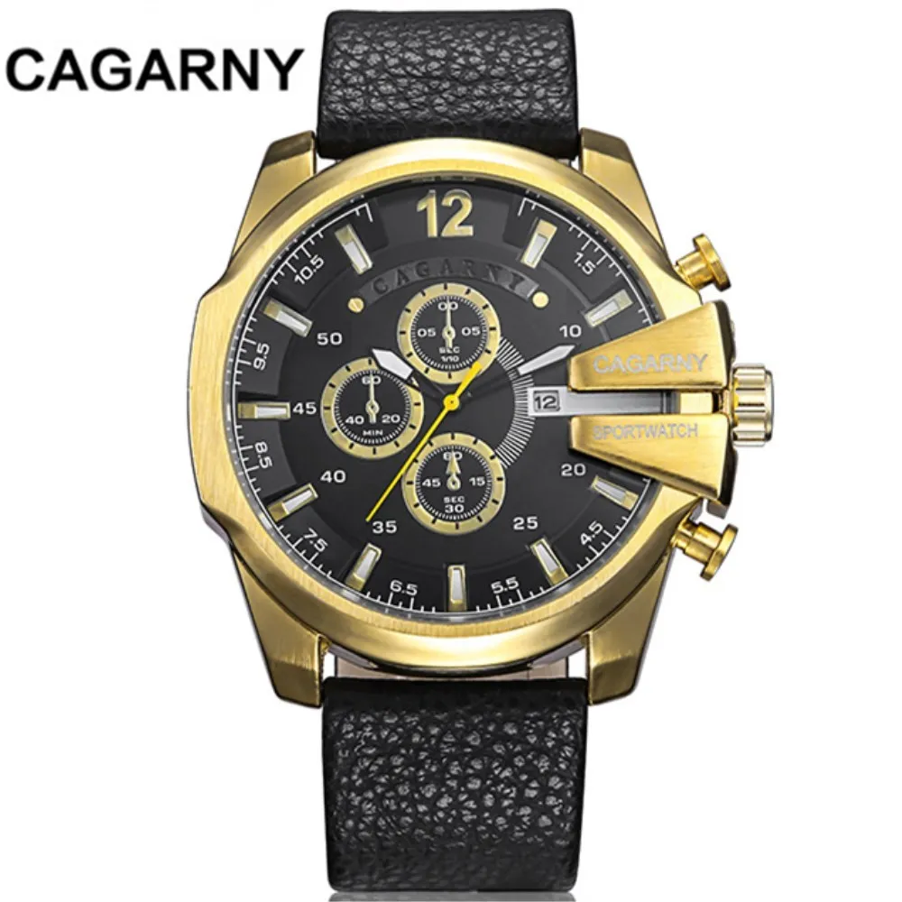 Cagarny Mens Quartz Watches Luxury Brand Leather Watchband Watch ...