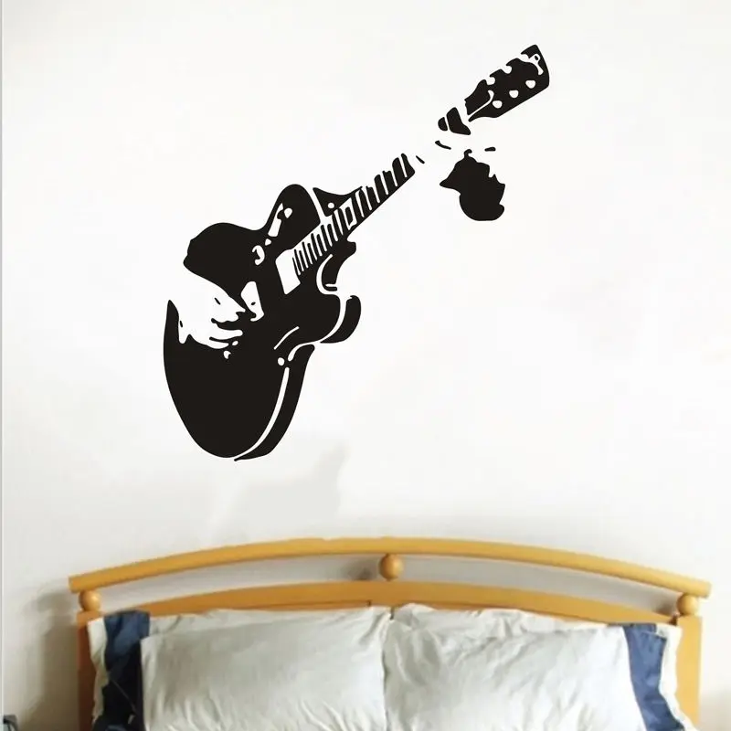 2017 New Wall Stickers Guitar Guitarist Music DIY Wall Sticker Decal ...