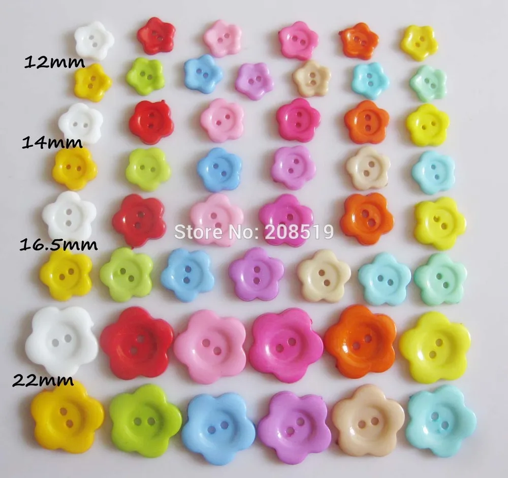 Nbnnlo 50pcs 12mm-22mm Multisizes Mix Colors Plastic Flower Buttons ...