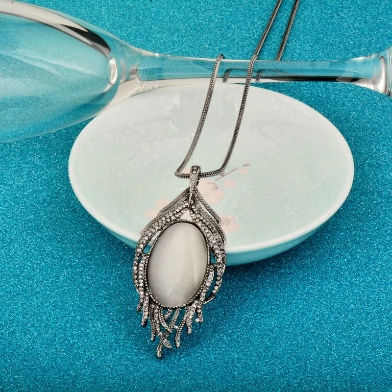 SINLEERY женское винтажное овальное опаловое ожерелье с ослепительным кубическим цирконием 2 ...