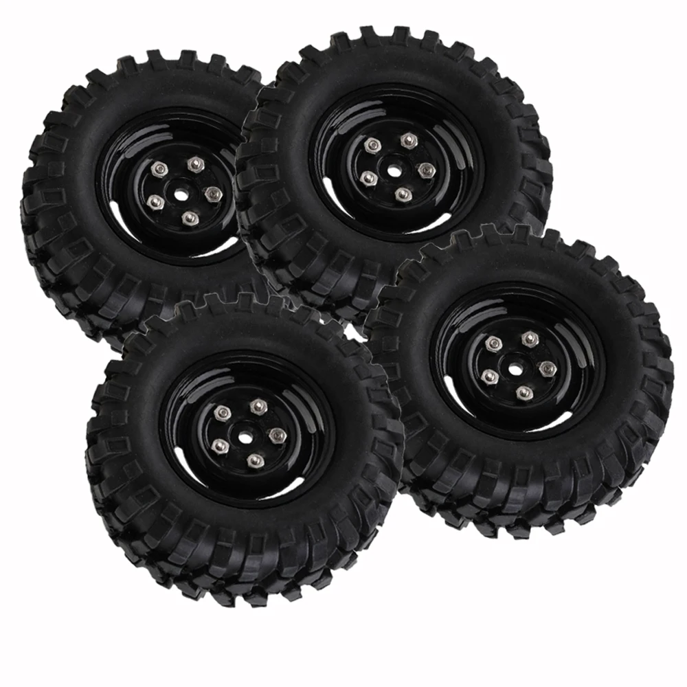 4pcs 96mm 1.9" RC Crawler Wheel Rim & Rubber Tyres with Screws for 1/10 ...