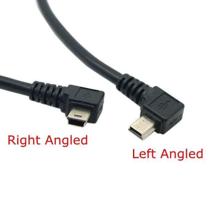 USB To Mini USB Data Charger Cable 90 Degree Left & Right 90 Angled ...