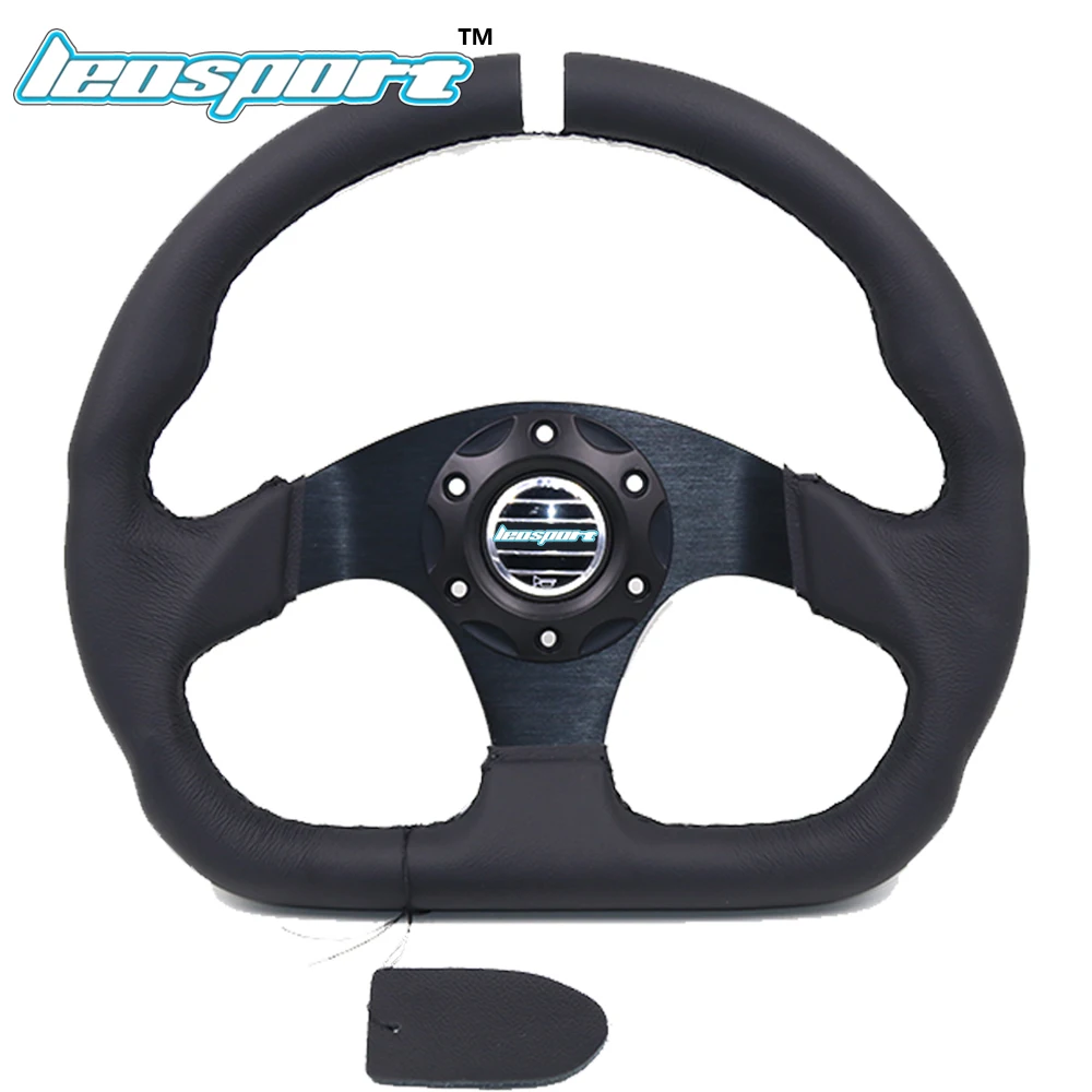 Leosport-13" (330mm) For racing Steering Wheel really Leather black ...