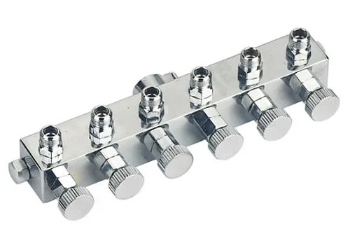 6 Way Airbrush Air Hose Splitter and Regulated Metering Manifold, one 1 ...