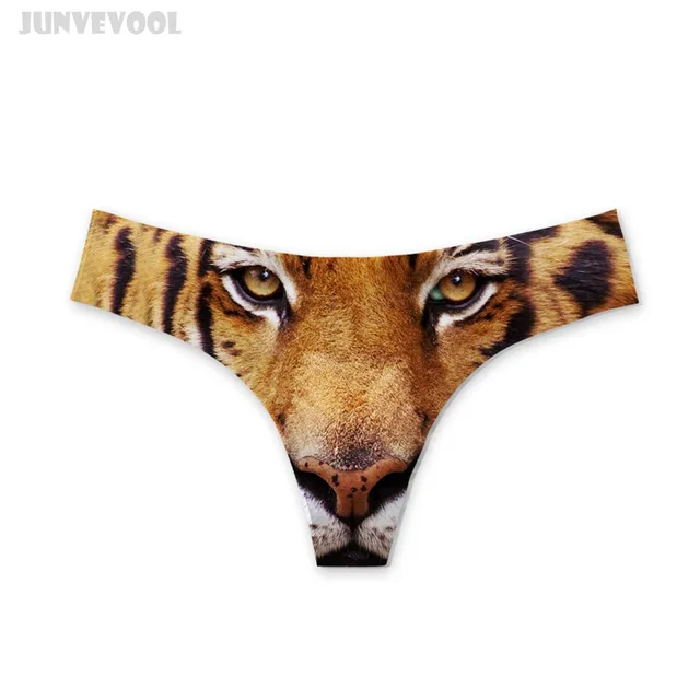 One Piece Undergarment Tiger Animal Printed Women Thongs Sexy Lingerie ...