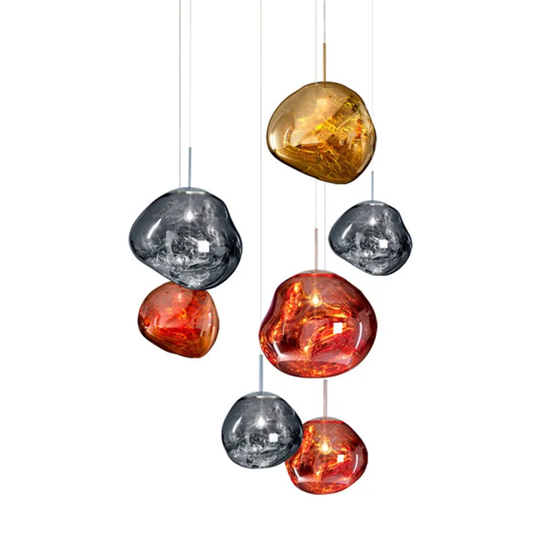 Creative Art Glass Molten Rock Pendant Light Hanging Lava Melt Pendant Lamp E27 Lighting Fixture