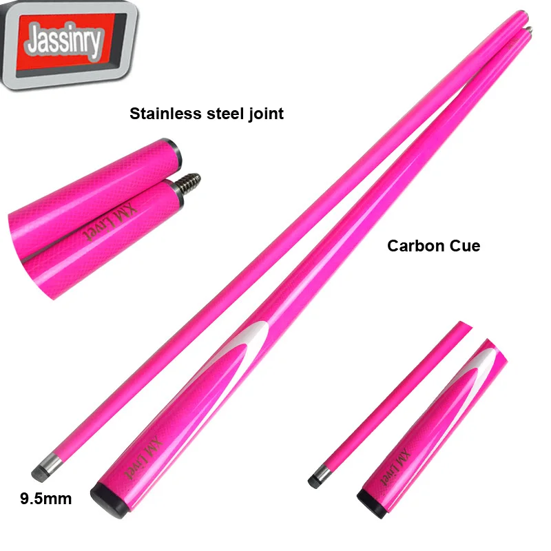 Free Shipping 9.5mm Pink Carbon Snooker Cues 1/2 Split Stainless Steel ...
