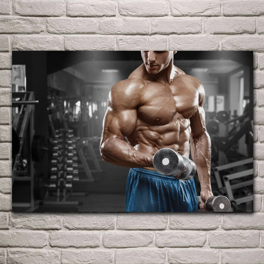 workout man muscle sports gym bodybuilding artwork fabric posters on ...