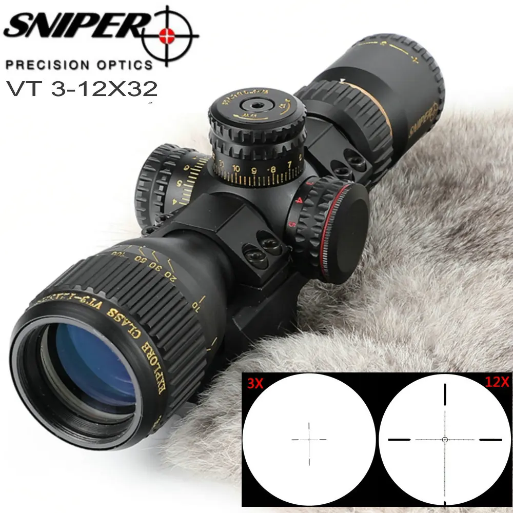 SNIPER VT 3-12X32 Compact First Focal Plane Hunting Rifle Scope Glass ...