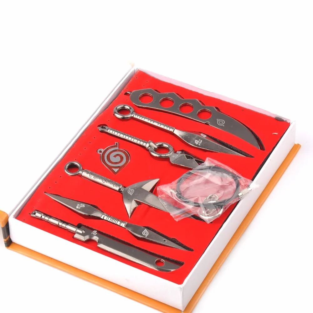 7pcs Naruto Metal Knife One Piece Anime Mini Weapons Model Hatake ...
