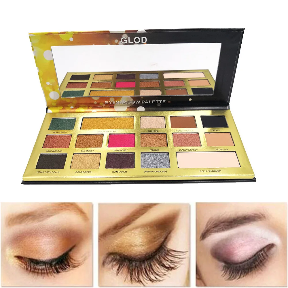 Gold Eyeshadow Palette Matte Shimmer 16 Colors Eyeshadow Eye Makeup ...