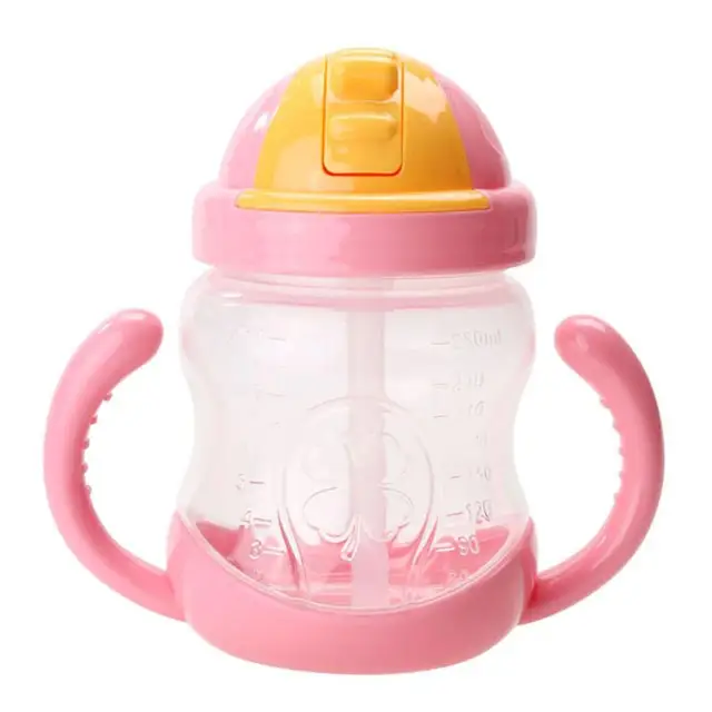280ml Cute Baby Cup Kids Children Learn Feeding Drinking Water Straw ...