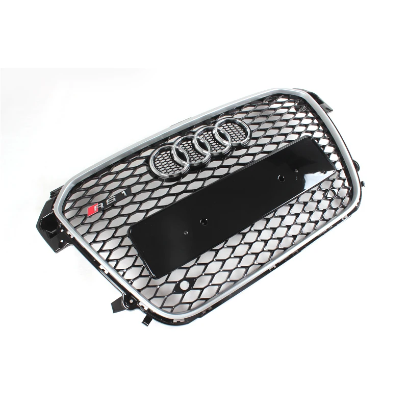 RS1 Style Sliver Frame Front Bumper Honeycomb Mesh Grill Grille Chrome ...